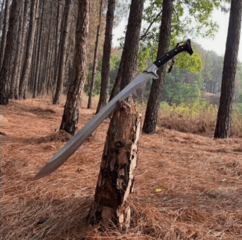 Custom Handmade Carbon Steel Blade Tactical Machete Sword Hunting Sword ...