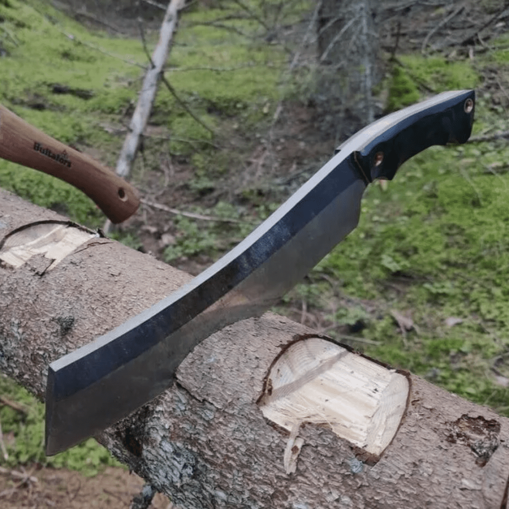 Custom Handmade Carbon Steel Full Tang Hunting Machete with Leather ...